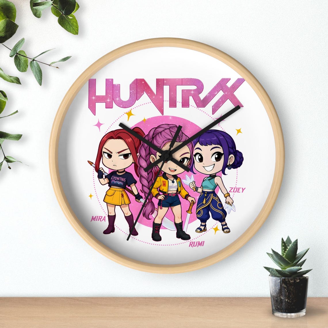 Kpop Demon Hunters Wall Clock | Cute Anime Gamer Trio Clock | Christmas ...