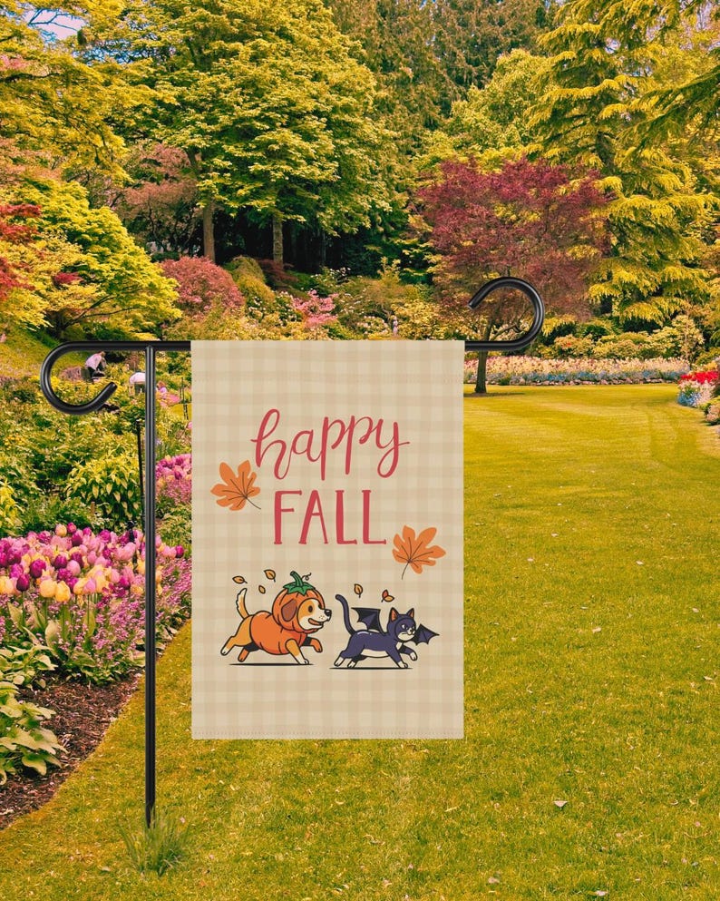 Happy Fall Garden Banner: Pet-themed Autumn Outdoor Decor - Etsy
