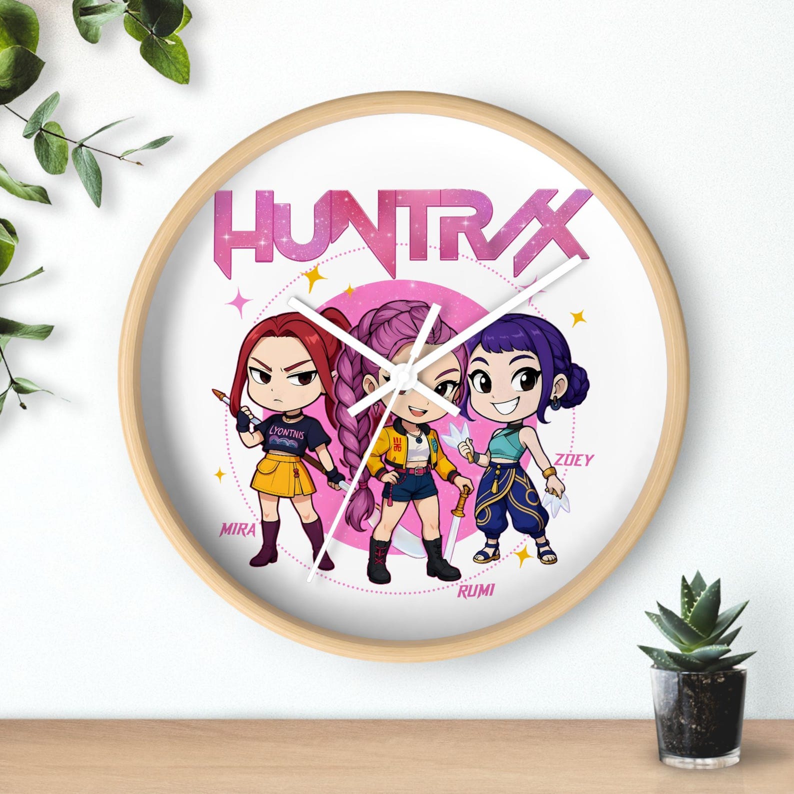 Kpop Demon Hunters Wall Clock | Cute Anime Gamer Trio Clock | Christmas ...