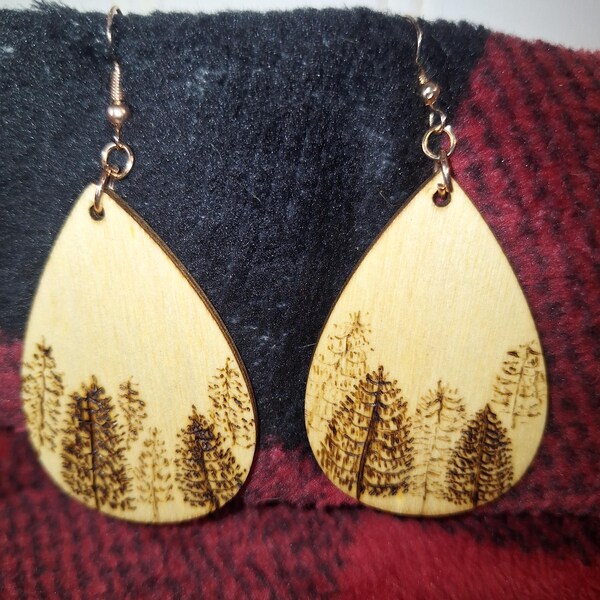 Wood Burned Earrings - Etsy