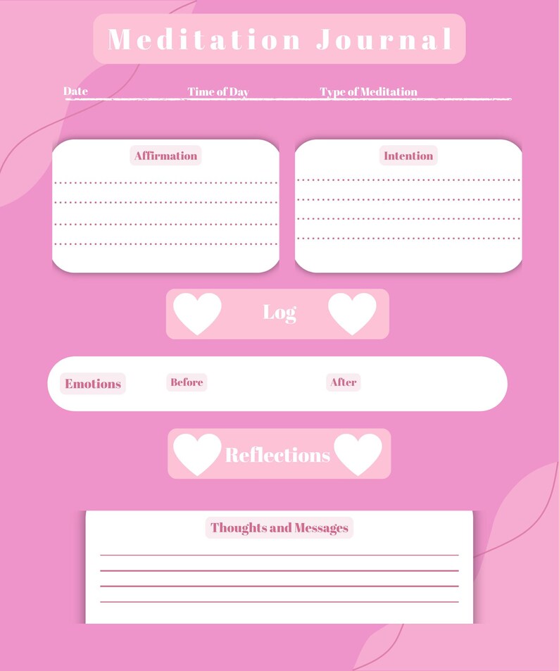 Meditation Tracker | Printable Daily Mindfulness Log | Spiritual Self ...