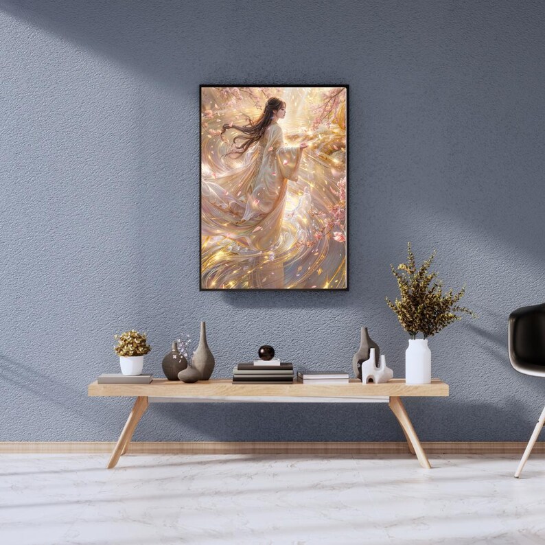 Ethereal Goddess Amidst Cherry Blossoms Fantasy Digital Art Print ...