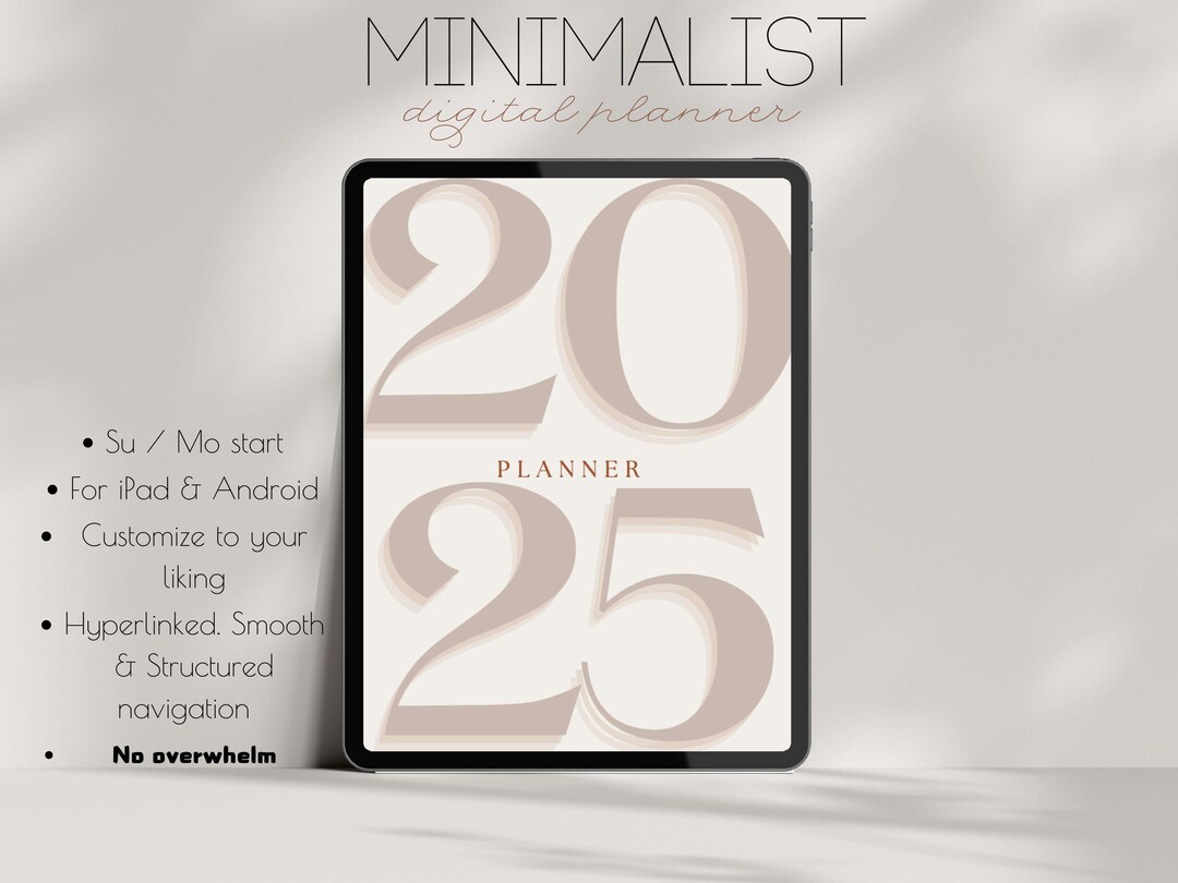2025 Digital Monthly Calendar, Minimalist Digital Planner, iPad Planner ...