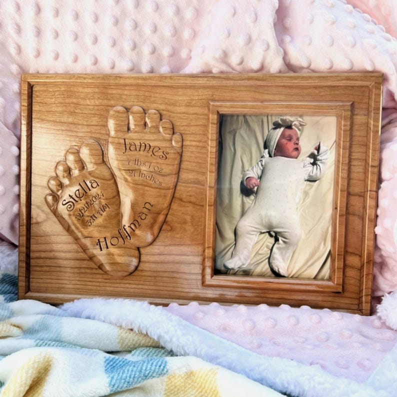 Personalized Wood Baby Photo Frame: Birth Announcement Keepsake - Etsy