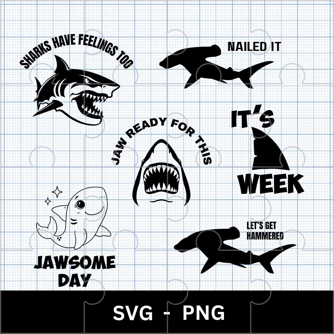 Funny Shark SVG PNG Bundle Shark Week 2025 Jaw Ready for This, Jawsome ...