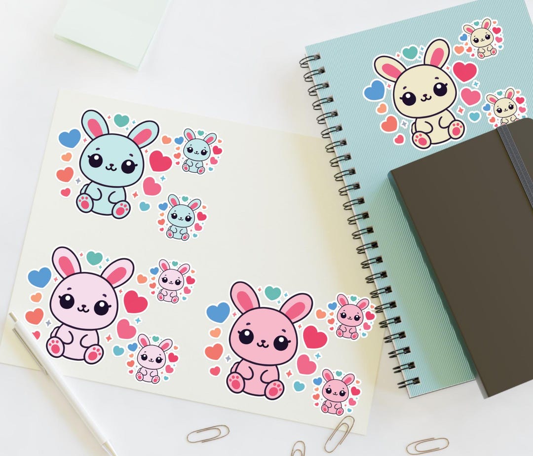 Cute Bunny Sticker Sheets, Sticker Sheets, Cute Stickers, Book Stickers ...
