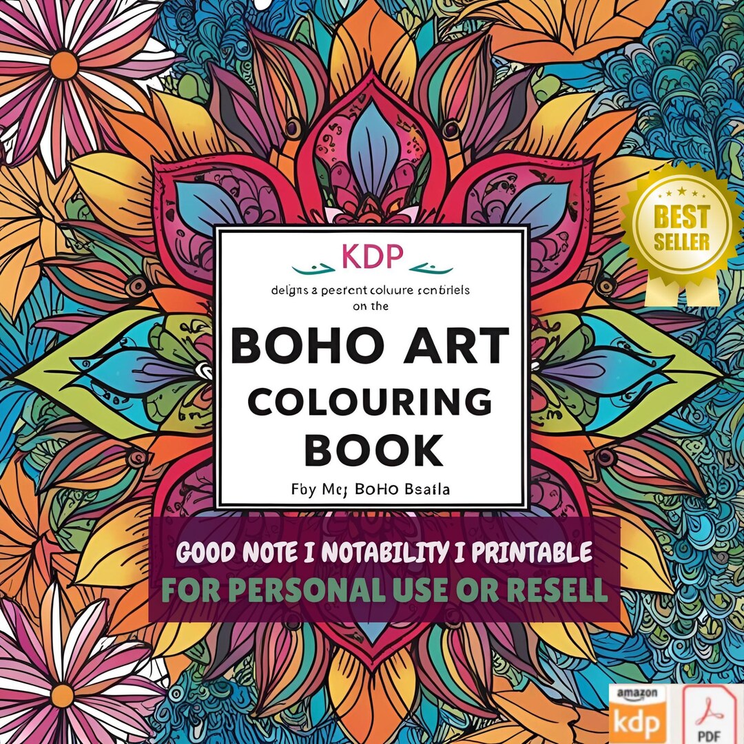 KDP Boho Art Colouring Book I Instant Download I Good Note I Notability ...