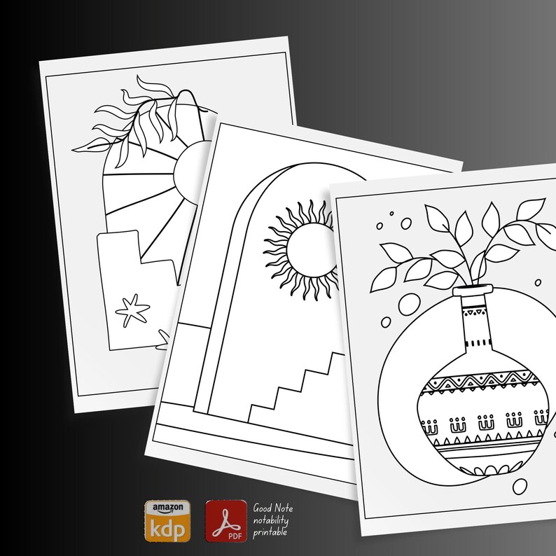 MRR Minimalist Boho Colouring Book | Modern Line Art Patterns ...