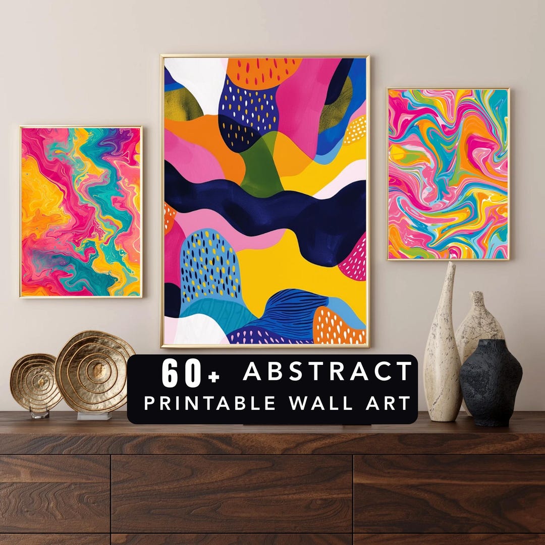 MRR + PLR Best Selling 60+ ABSTRACT Digital Wall Art Designs | Instant ...