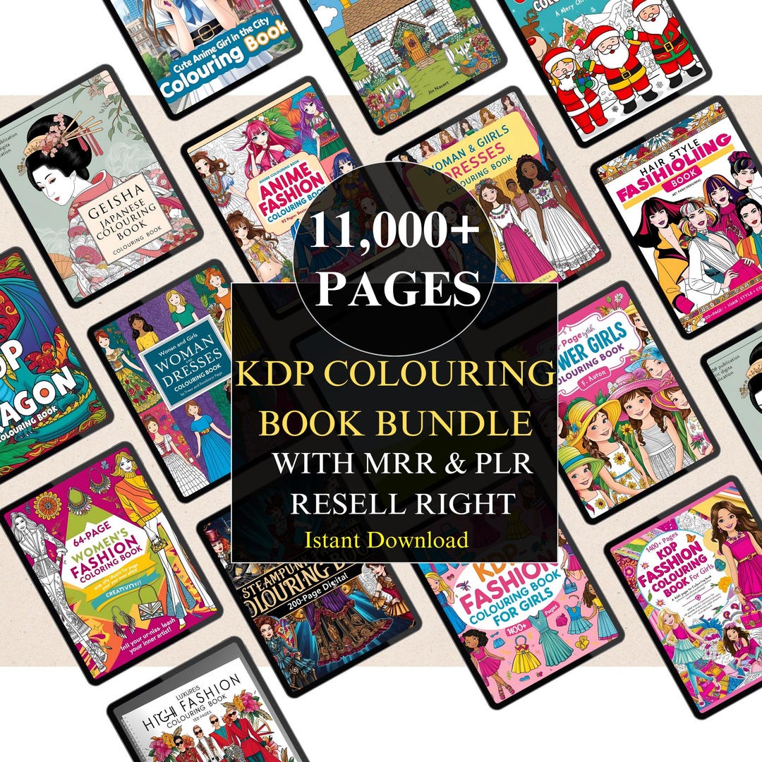 BEST SELLING 11,000+ Pages KDP Colouring Book Bundle Digital Download ...