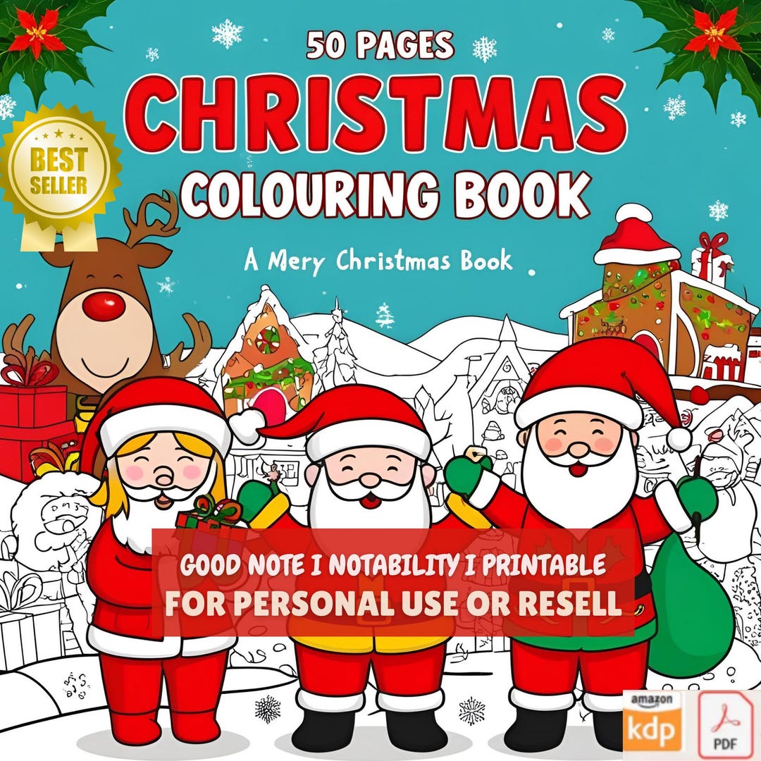 50 Pages KDP Christmas Colouring Book I Instant Download I Good Note I ...