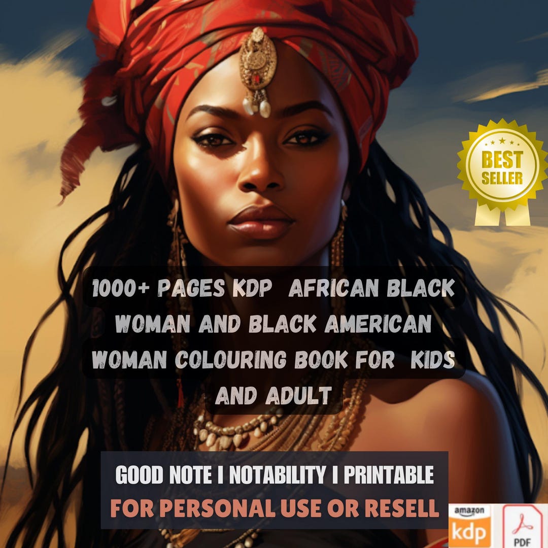 1000+ Pages KDP African Black Woman and Black American Woman Colouring ...