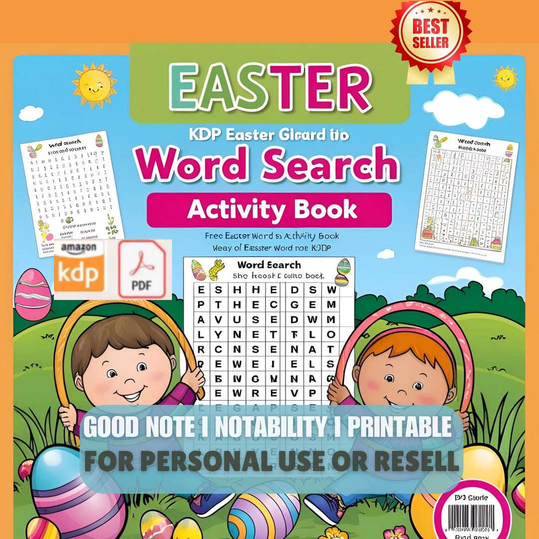 Best KDP Easter Word Search Activity Book I Instant Download I Good Note I Notability I ...