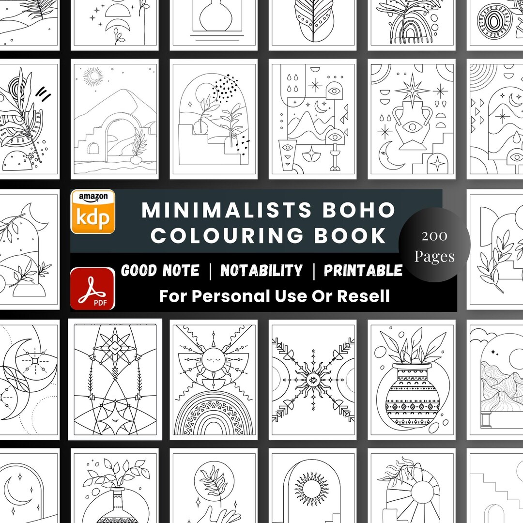 MRR Minimalist Boho Colouring Book | Modern Line Art Patterns ...