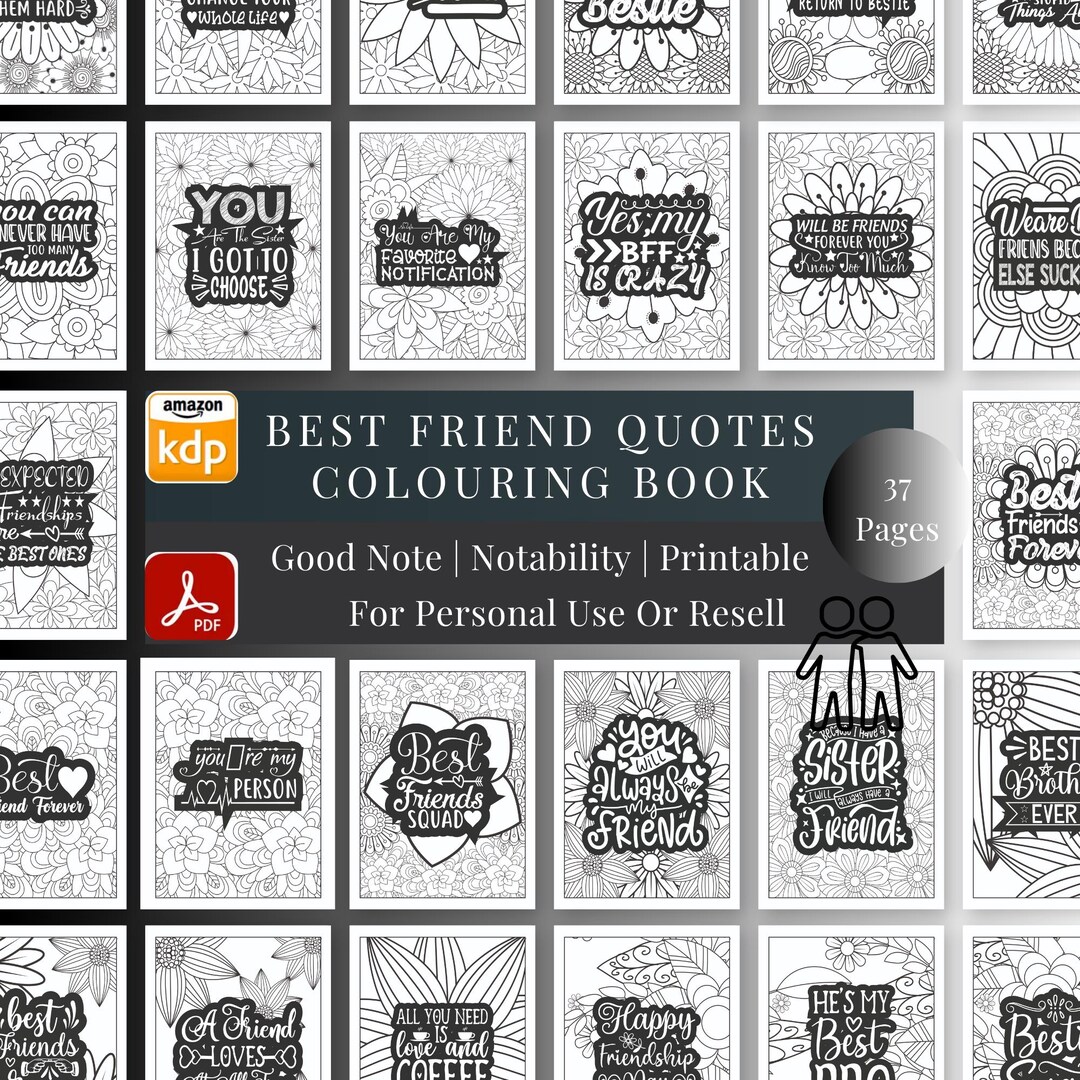 MRR + PLR Best Friend Quotes Colouring Book for Adults | 40 Pages Funny ...