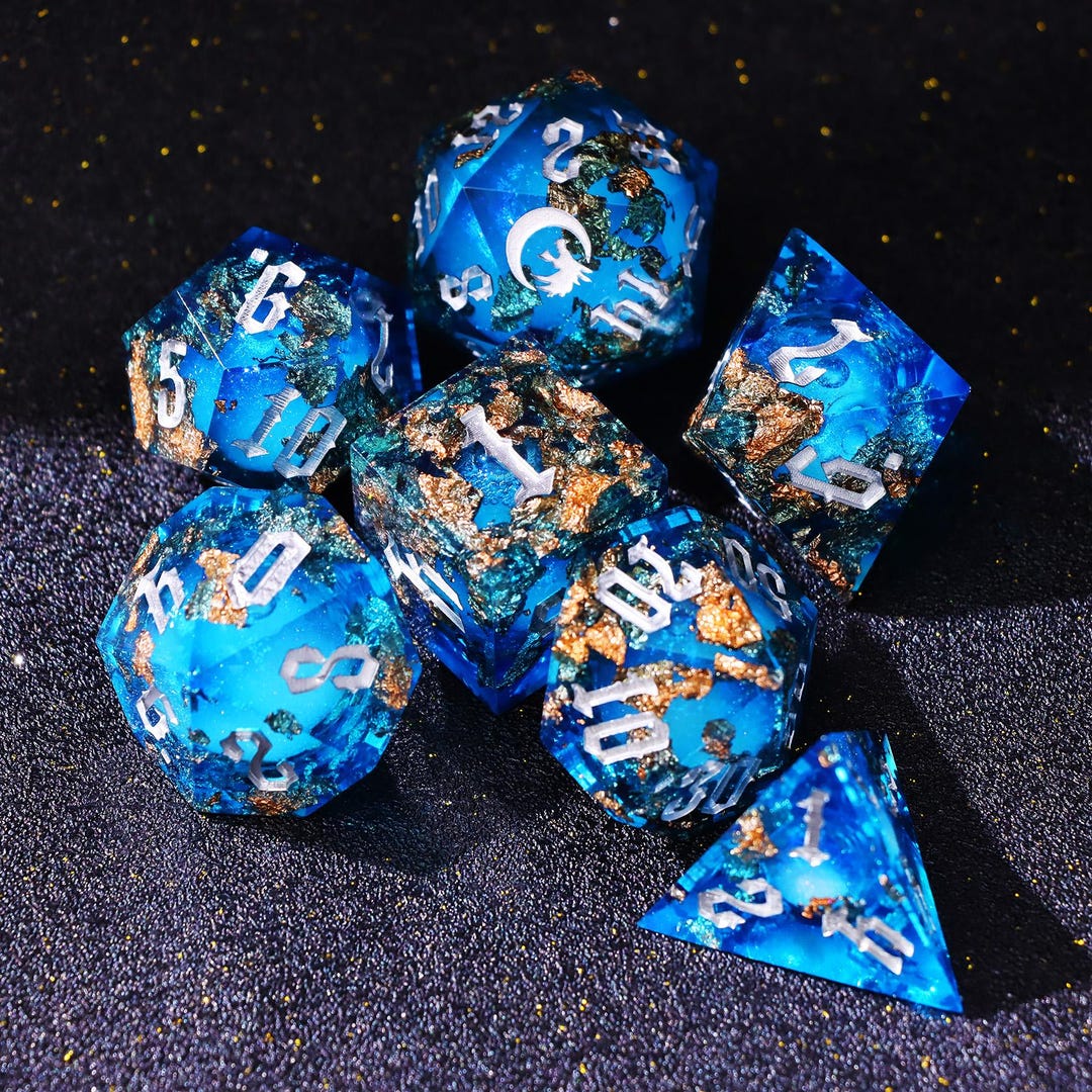 Mystery Blue Liquid Core Dnd Dice Set for Magic Game, Full Dungeons and ...