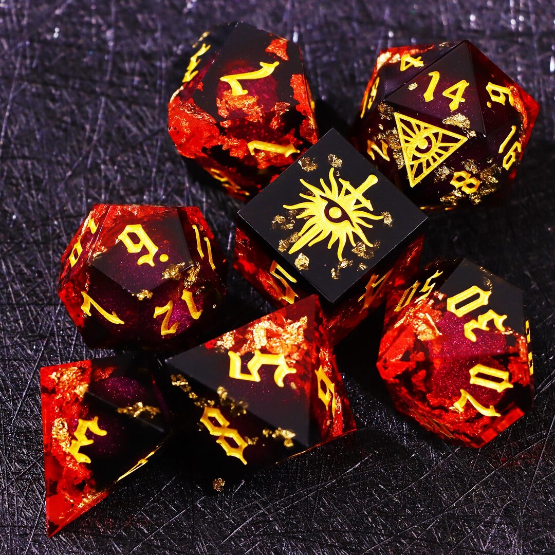 Flame Red Liquid Core Dnd Dice Set for Role Playing Games, Full ...