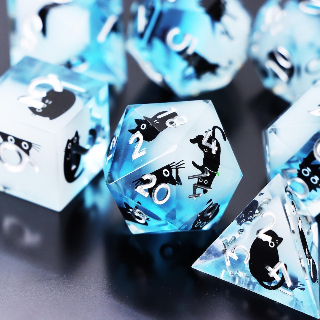 Shadow Cute Cat Dnd Dice Set for Role Playing Games, Resin Dungeons and ...