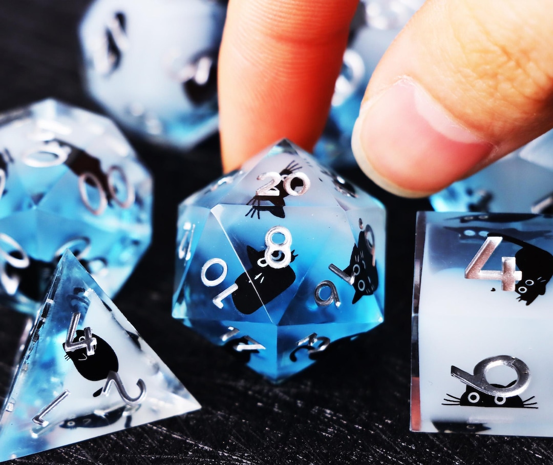Shadow Cute Cat Dnd Dice Set for Role Playing Games, Galaxy Dungeons ...