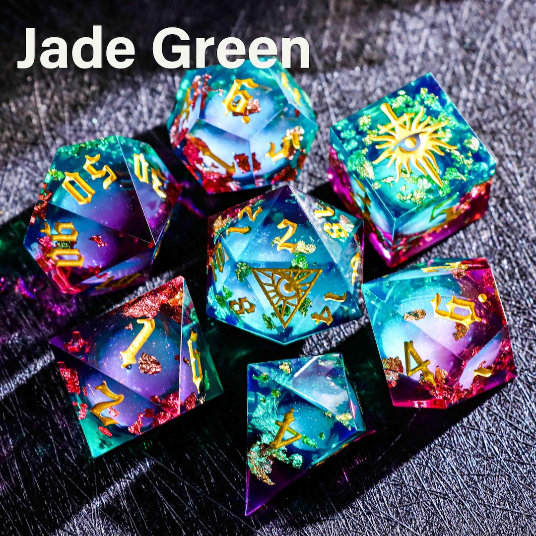 Jade Green Liquid Core Dnd Dice Set for Role Playing Games, Volcanic ...
