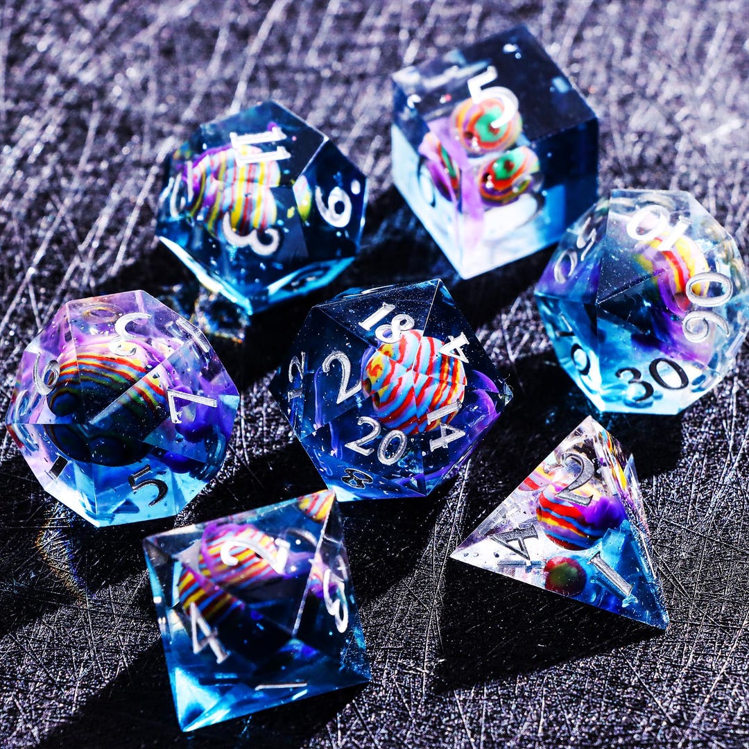 Space Themed Dnd Dice Set With Nice Balance, Cute Blue White Cat ...