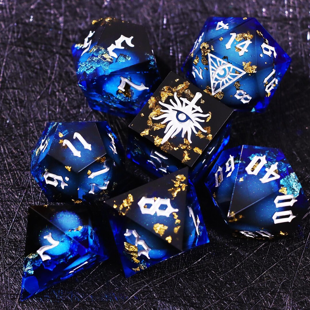 Abyss Blue Liquid Core Dnd Dice Set for Role Playing Games, Full ...