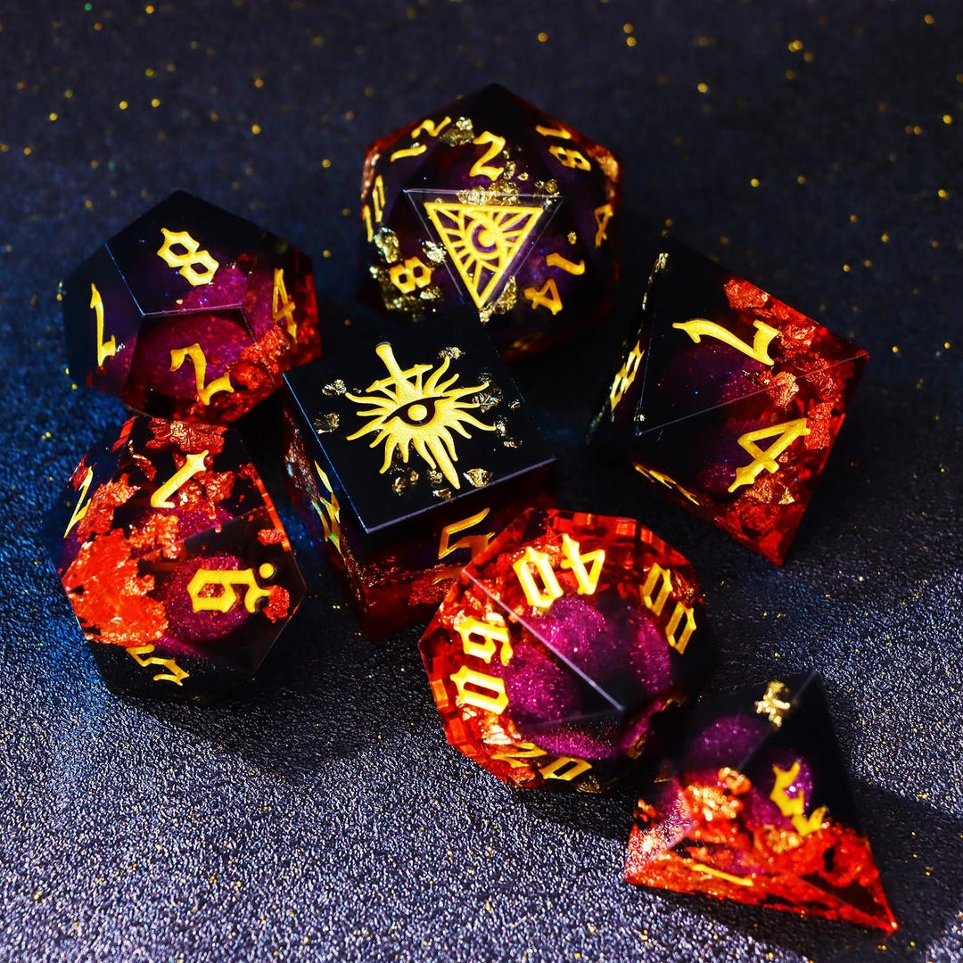 Mystery Red Liquid Core Dnd Dice Set for Magic Game, Full Dungeons and ...