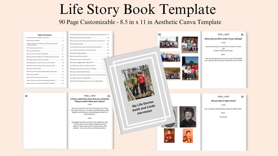 Digital Life Stories Book Template - Etsy