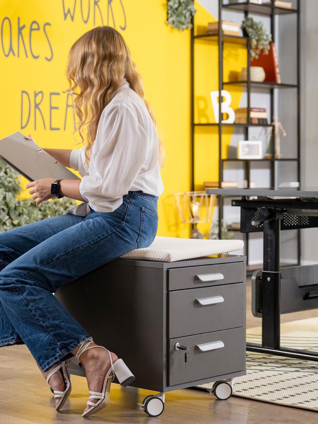 Vega 3 Drawer Filing Cabinet, Wood Mobile Storage Cabinet With Wheels ...