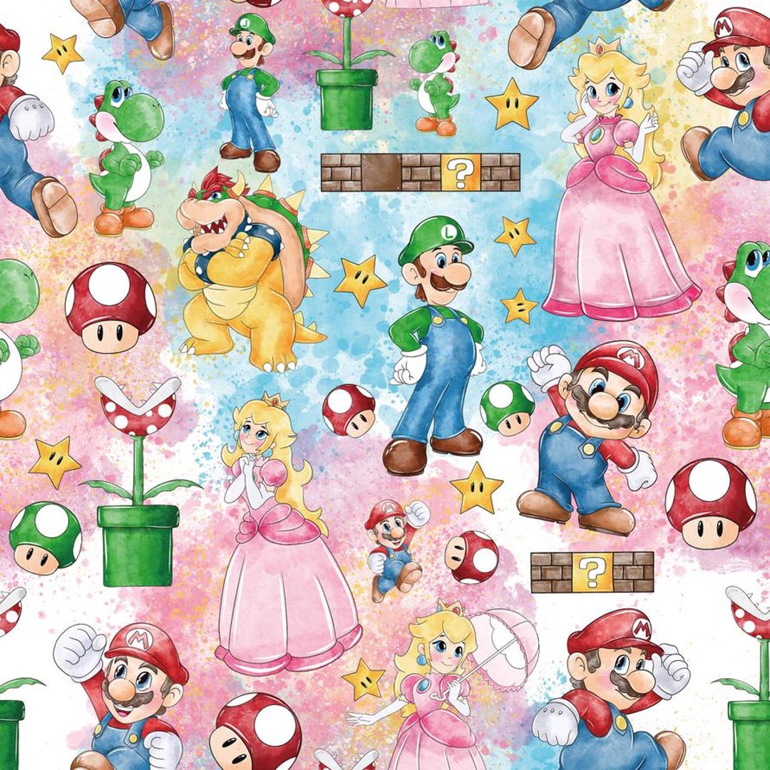 Super Mario Fabric Mario & Luigi Princess Peach King Koopa Fabric Super ...
