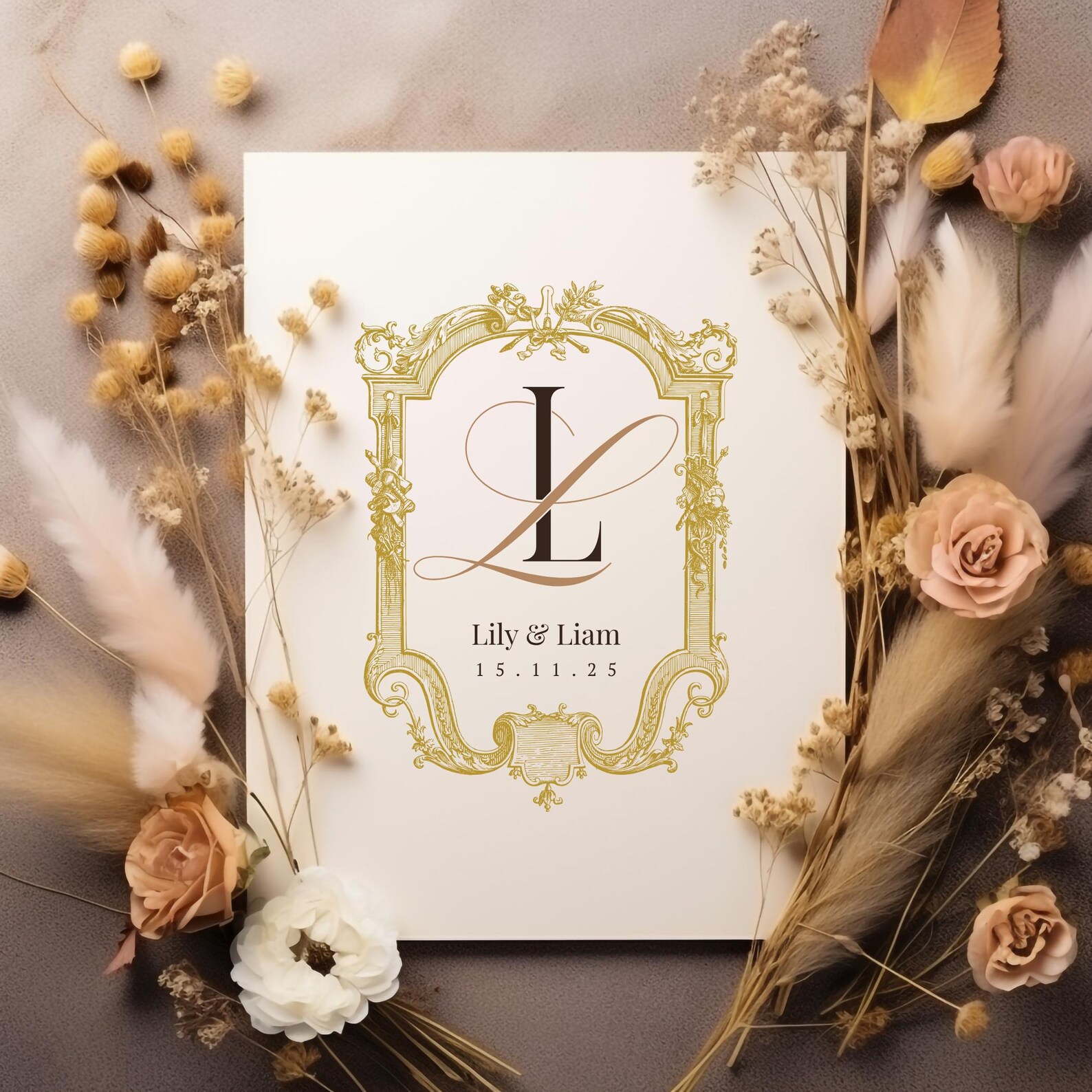 LL Initial Design Elegant Wedding Monogram Logo: (canva Template ...