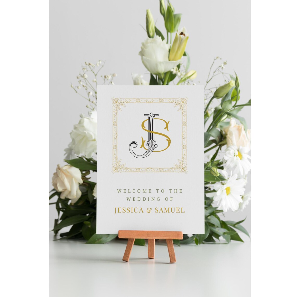 JS Initial Design Elegant Wedding Monogram Logo Design: (canva Template ...