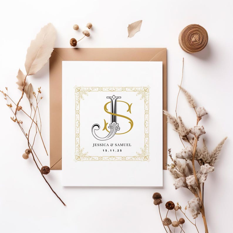 JS Initial Design Elegant Wedding Monogram Logo Design: (canva Template ...