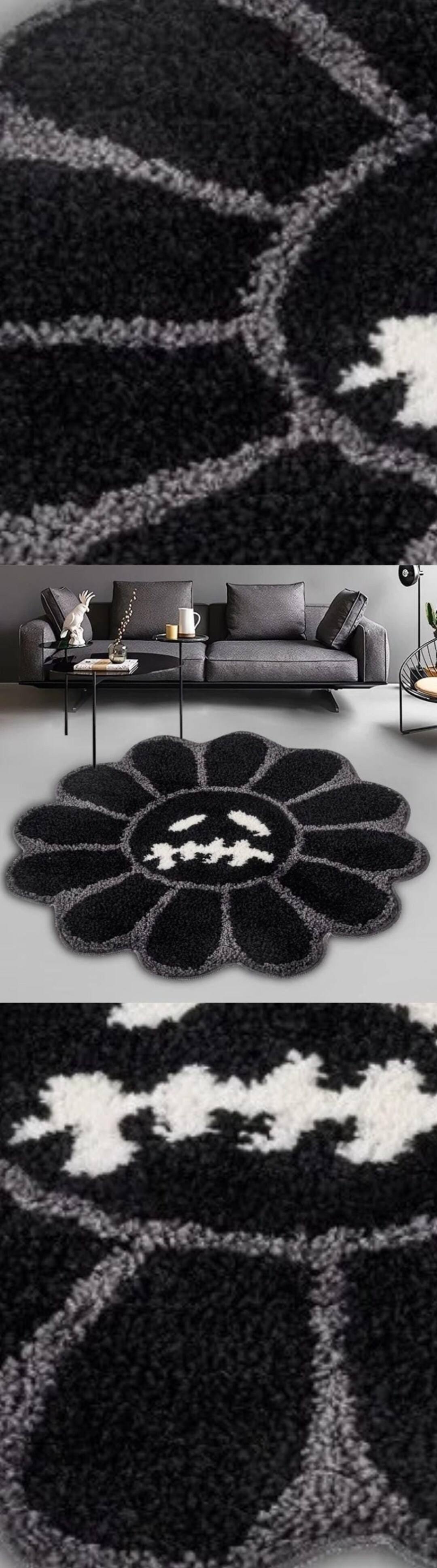 Handmade Face Rug,takashi Murakami Rug, Rainbow Flower Rug, Custom Rug ...