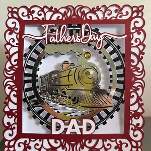 Father's Day Steam Train Luminaire Card Template TF0753. Cutting Files ...