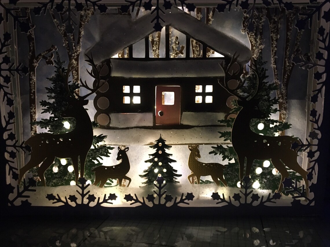 Christmas Forest Shadow Box Design - Etsy