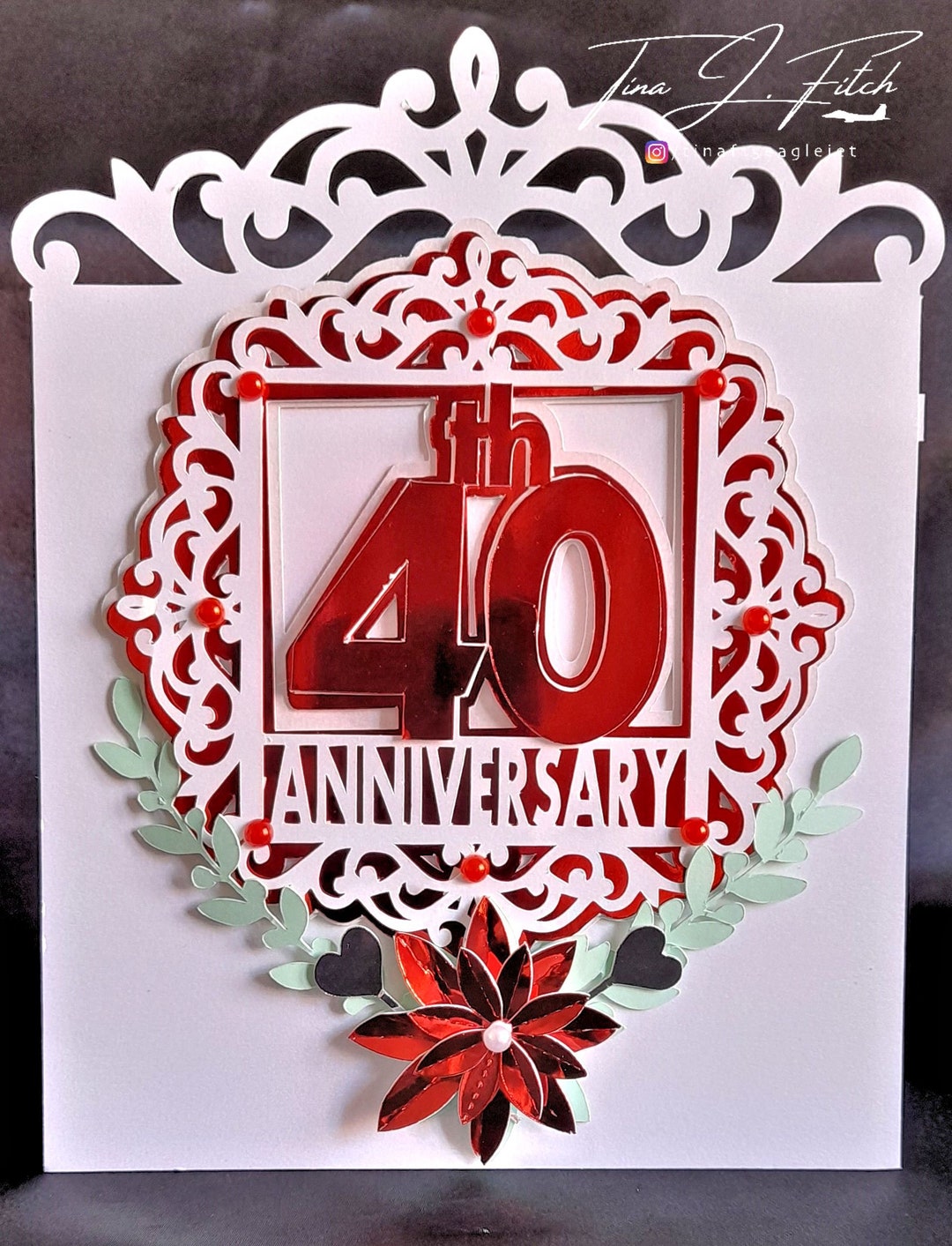 40th Anniversary (ruby) Card TF0545 ,cutting Files Svg,scal,cameo ...