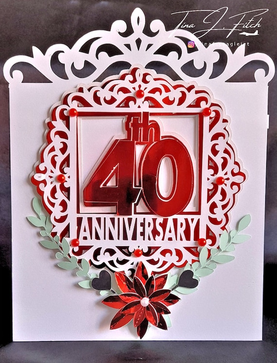40th Anniversary ruby Card TF0545 cutting Files - Etsy