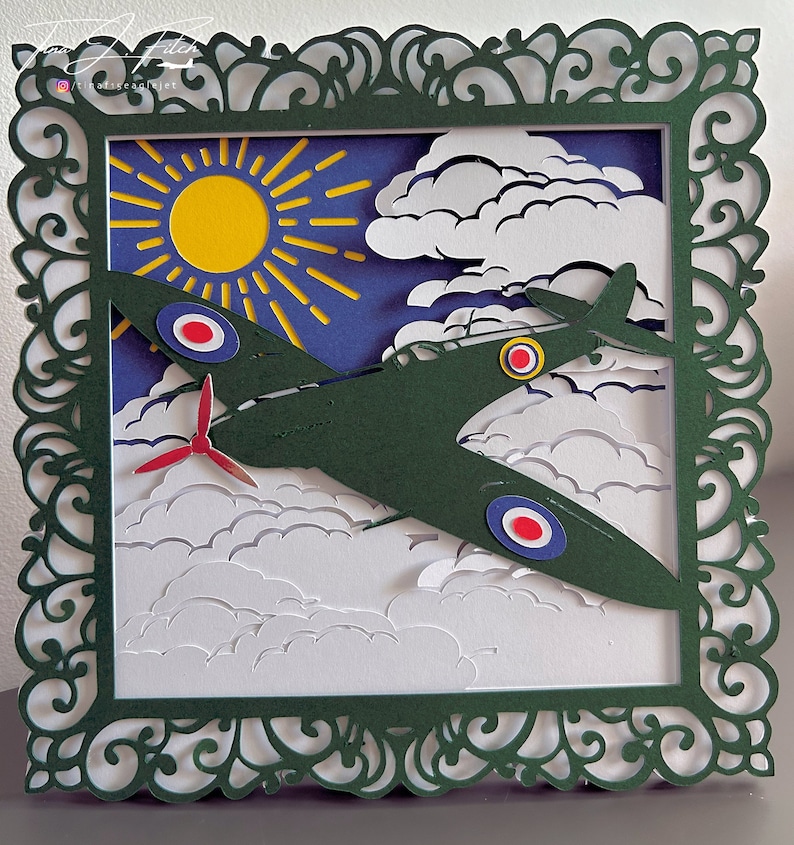 Spitfire in the Clouds Luminaire Card Template TF0788, Cutting Files ...