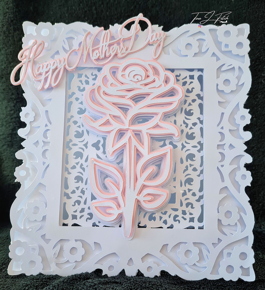 Single Rose Card Template Birthday/mother's Day TF0651, Cutting Files ...
