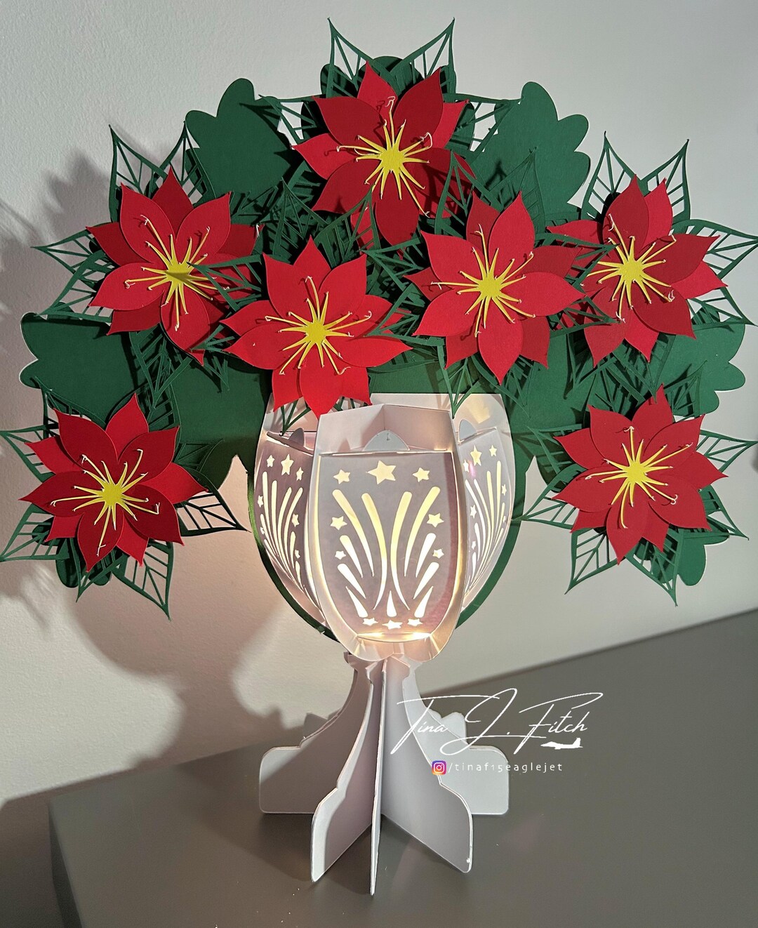 Floral Cup Lantern Card Template TF0836. Cutting Files SVG, Silhouette ...