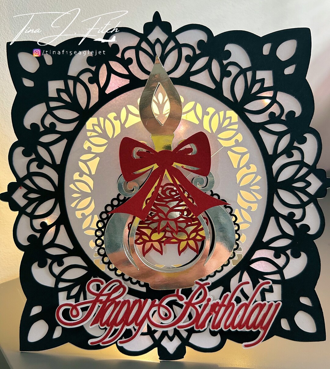 Rose Perfume Bottle Luminaire Card Template TF0795, Cutting Files SVG ...