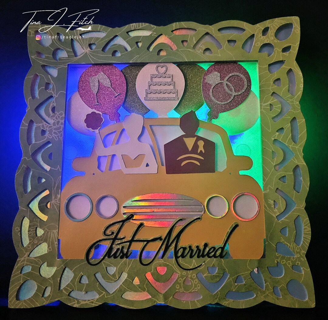 Just Married Luminaire Card Template TF0792, Cutting Files SVG ...