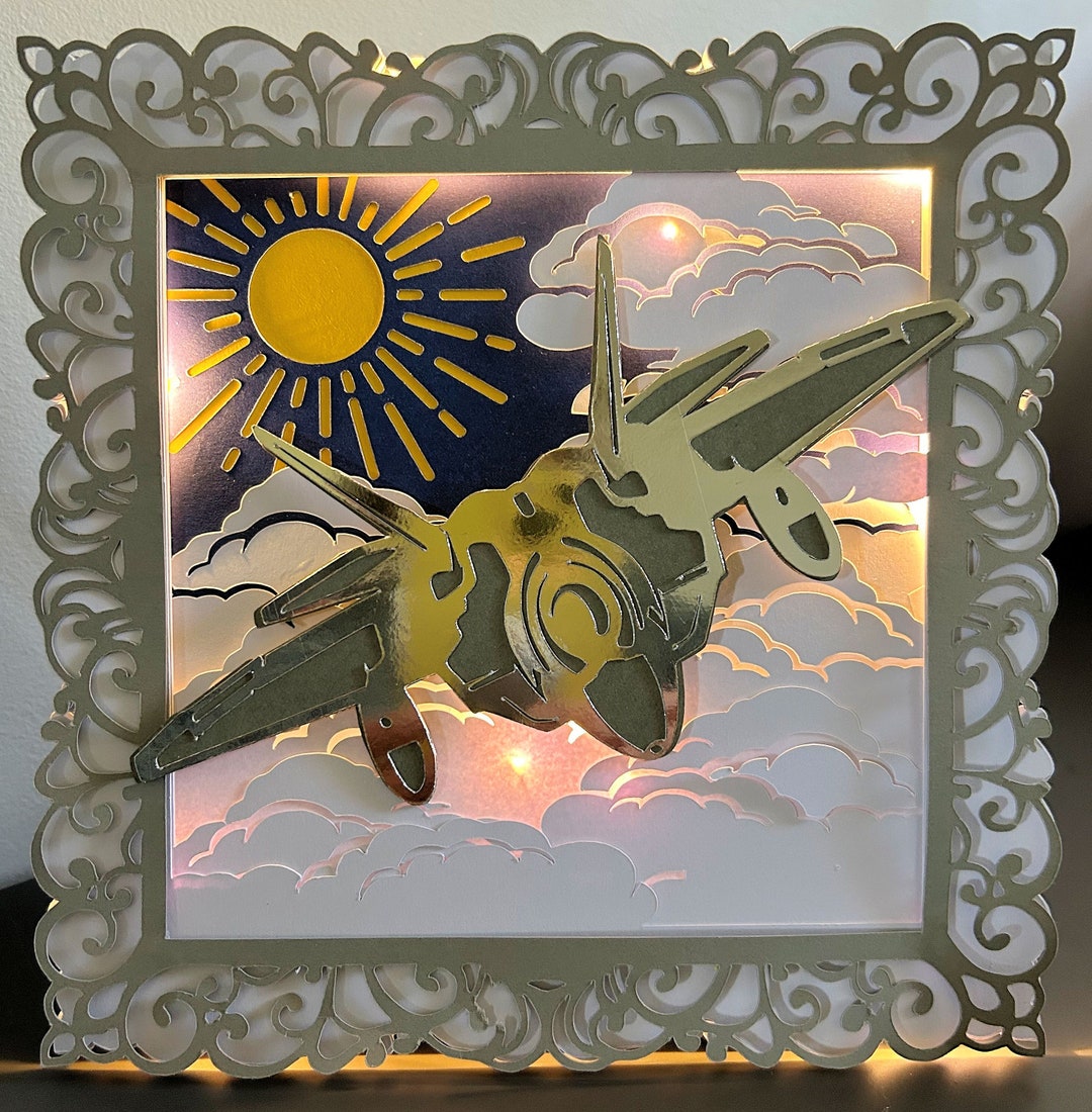 F22 Raptor Luminaire Card Template TF0787. Cutting Files SVG ...