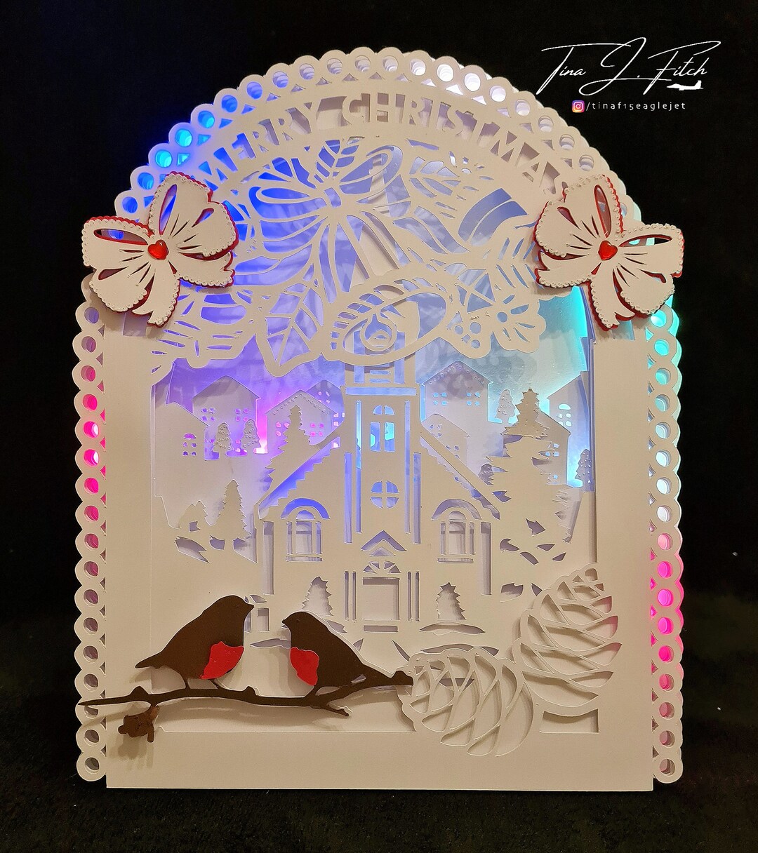 Christmas Robin Luminare Card TF0622, Cutting Files SVG, Silhouette ...