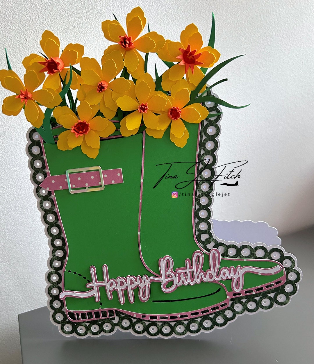 Wellie Boot Floral Card Template TF0762, Cutting Files SVG, Silhouette ...