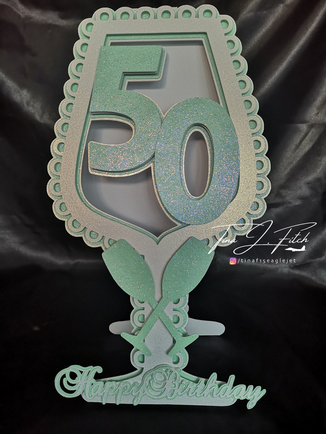 50th Glass Card, Template TF0264, Svg,mtc,scal,cameo,scanncut - Etsy