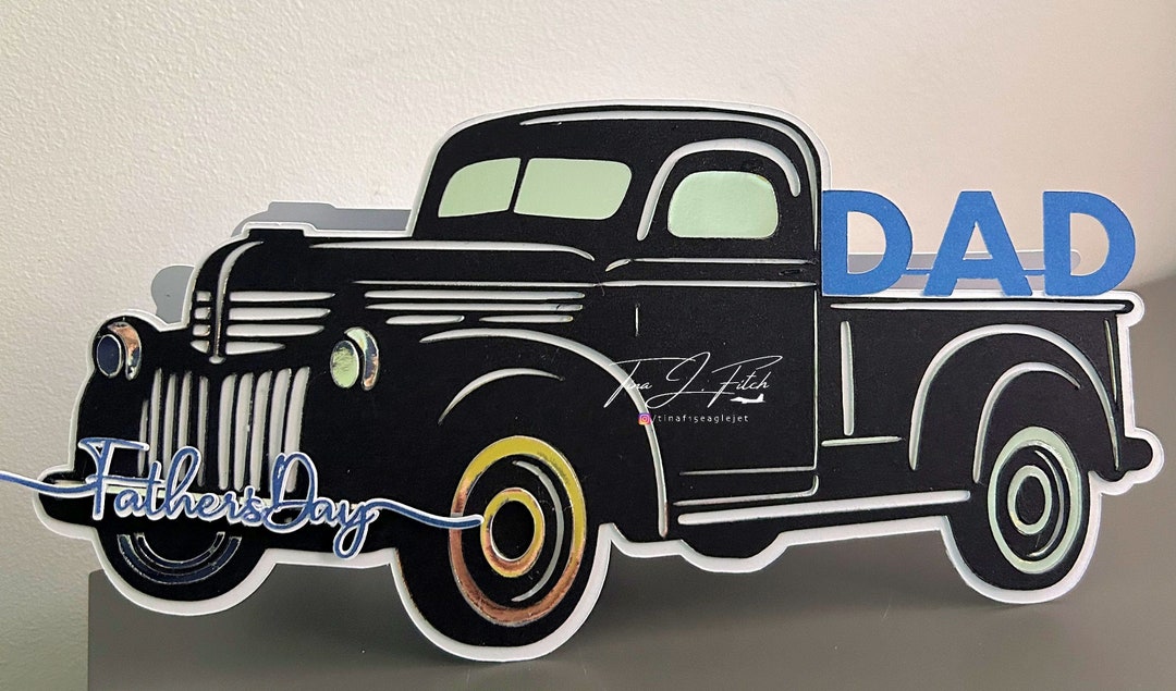 Father's Day Old Car Card Template TF0771, Cutting Files SVG ...
