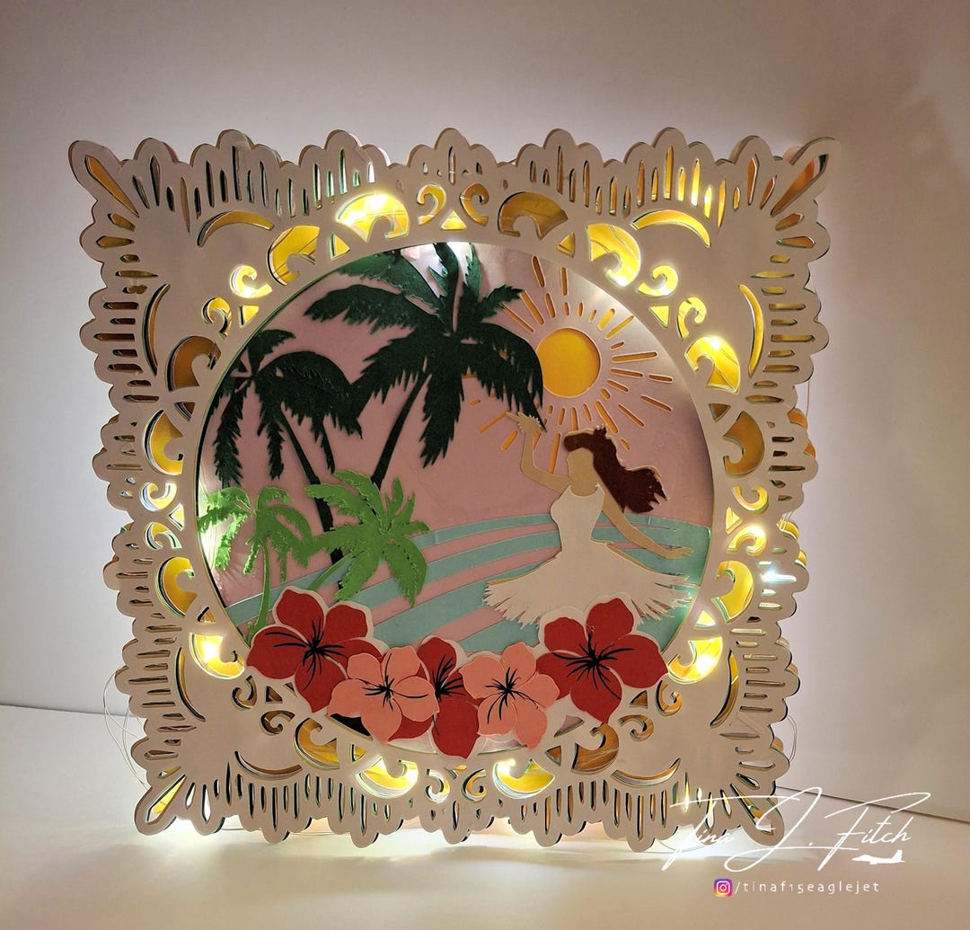 Caribbean Luminaire Card Template TF0845, Cutting Files SVG, Silhouette ...