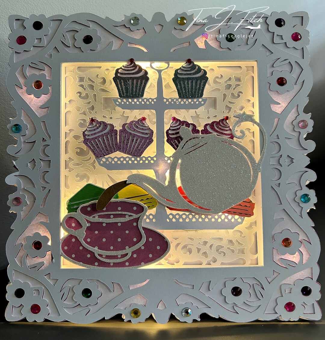 Afternoon Tea Luminaire Card Template TF0785, Cutting Files SVG ...